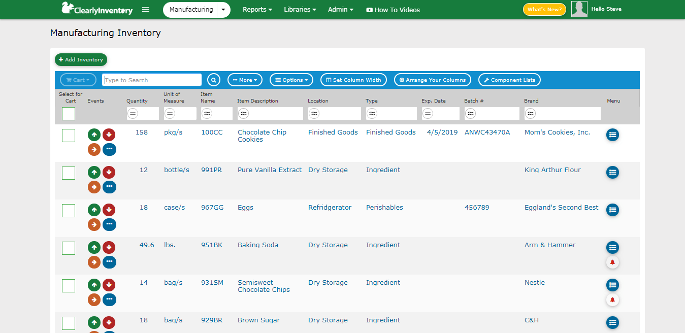 Manufacturing - Clearly Inventory - Flexible Inventory Management